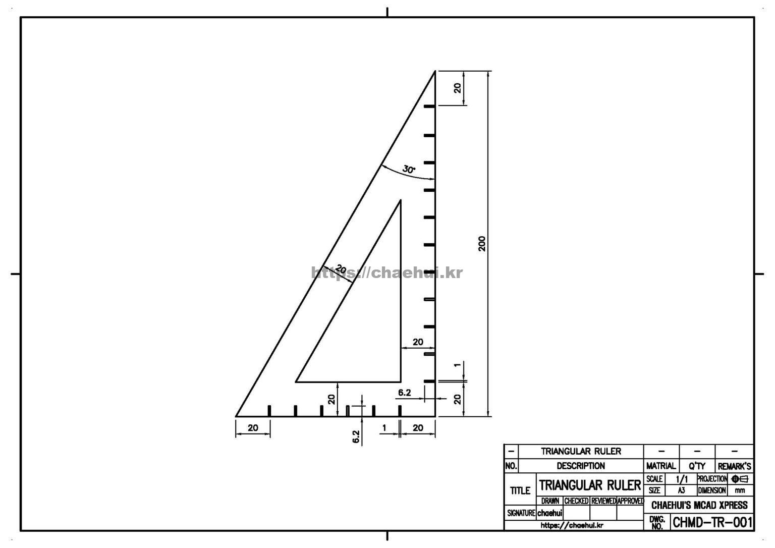 도면작도 실습도면 - 앵글밸브(ANGLE VALVE) - ChaeHui - 채희