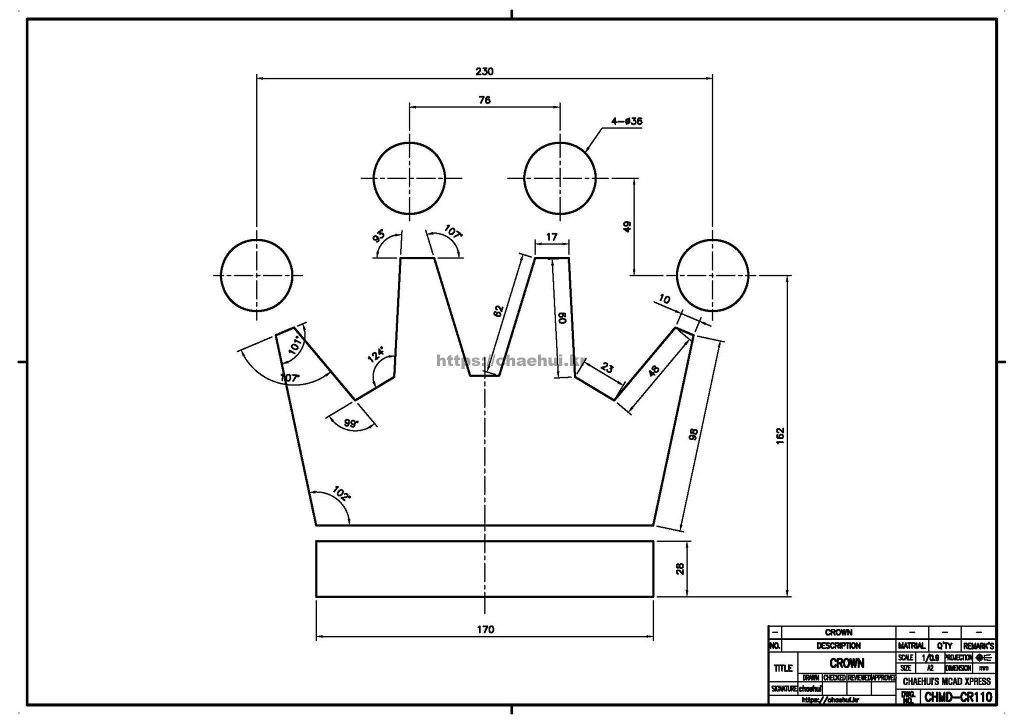 도면작도 실습도면 - STOPPER - ChaeHui - 채희