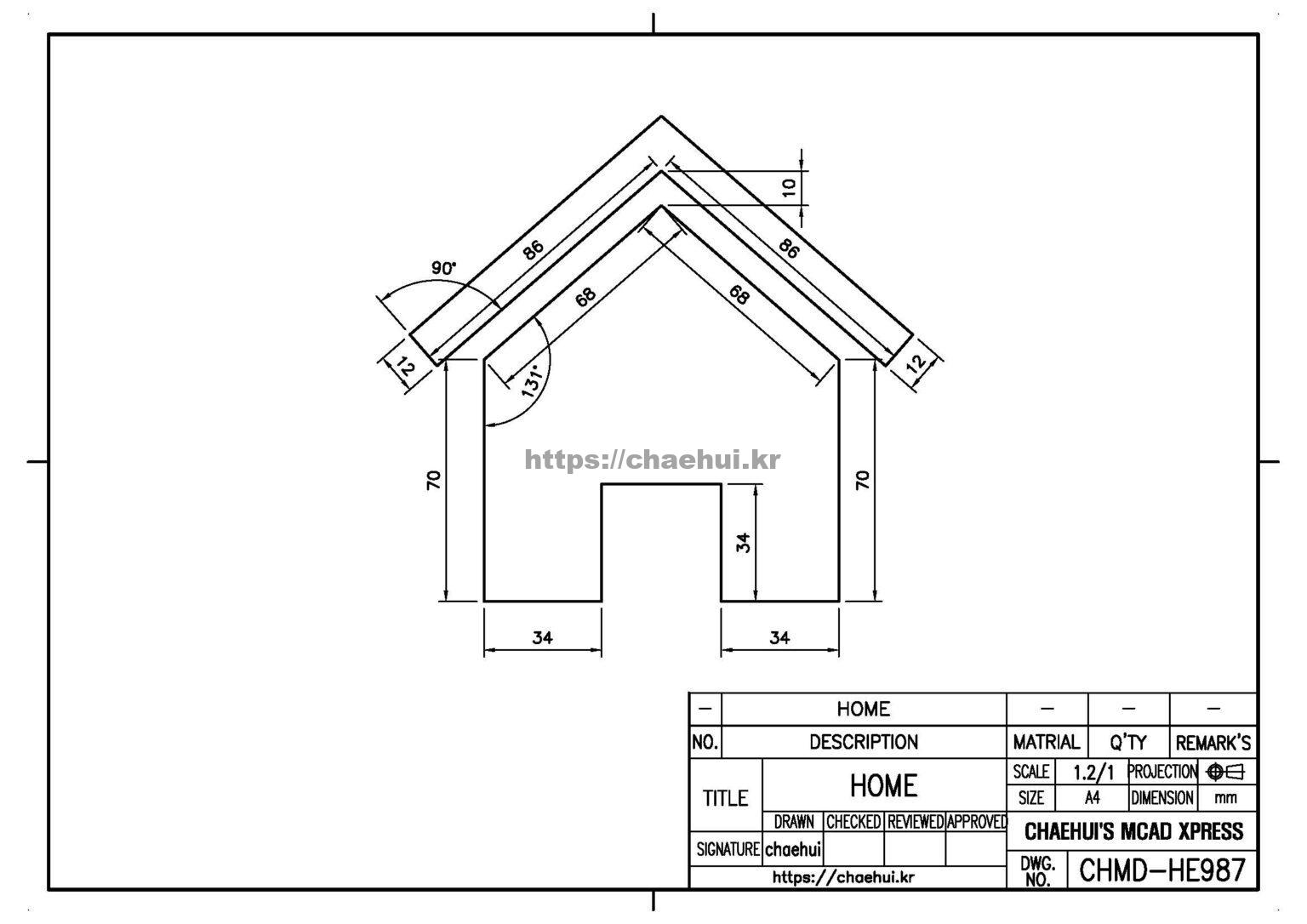 도면작도 실습도면 - HOME(홈) - ChaeHui - 채희