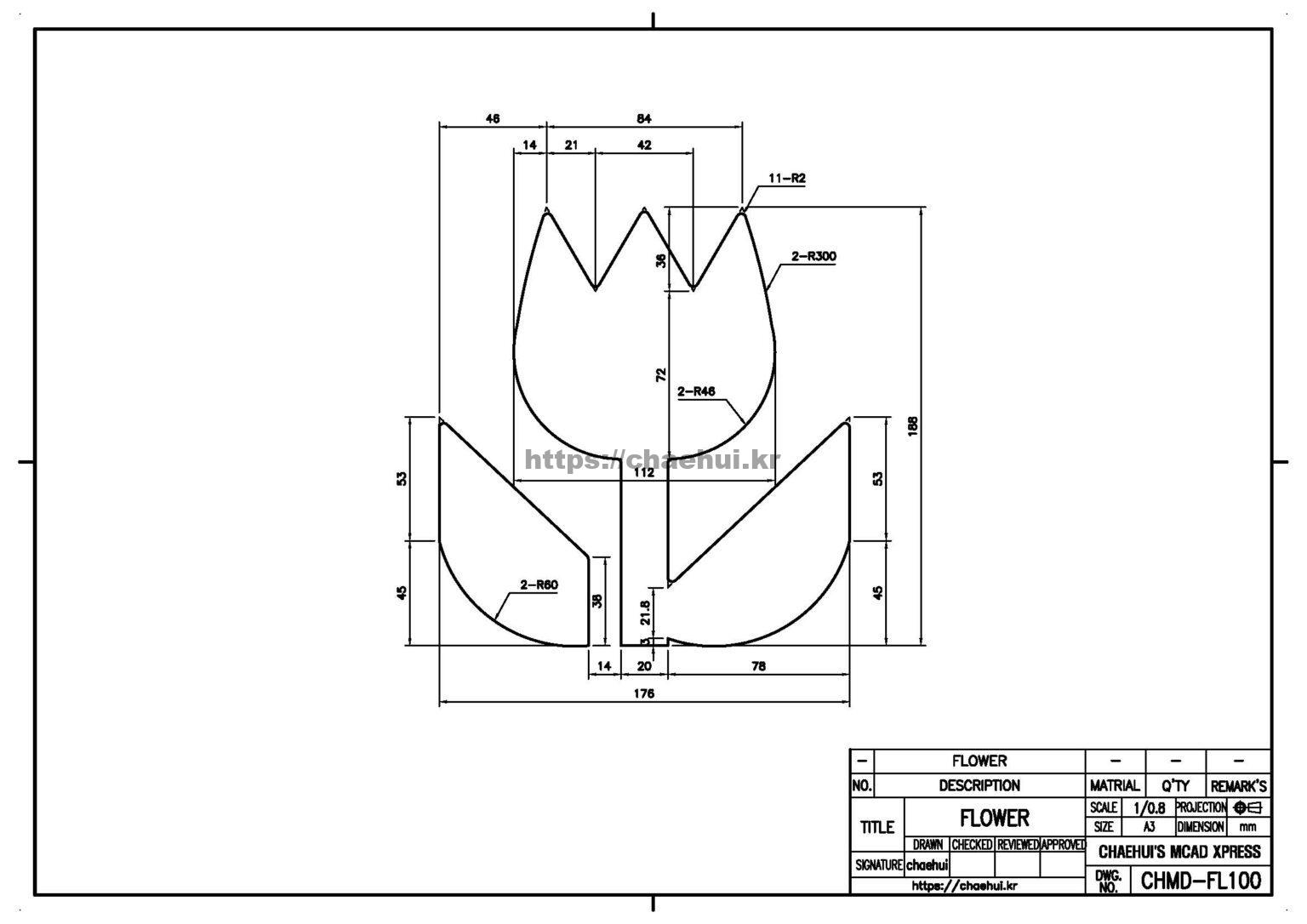 도면작도 실습도면 - 팬(fan) - ChaeHui - 채희