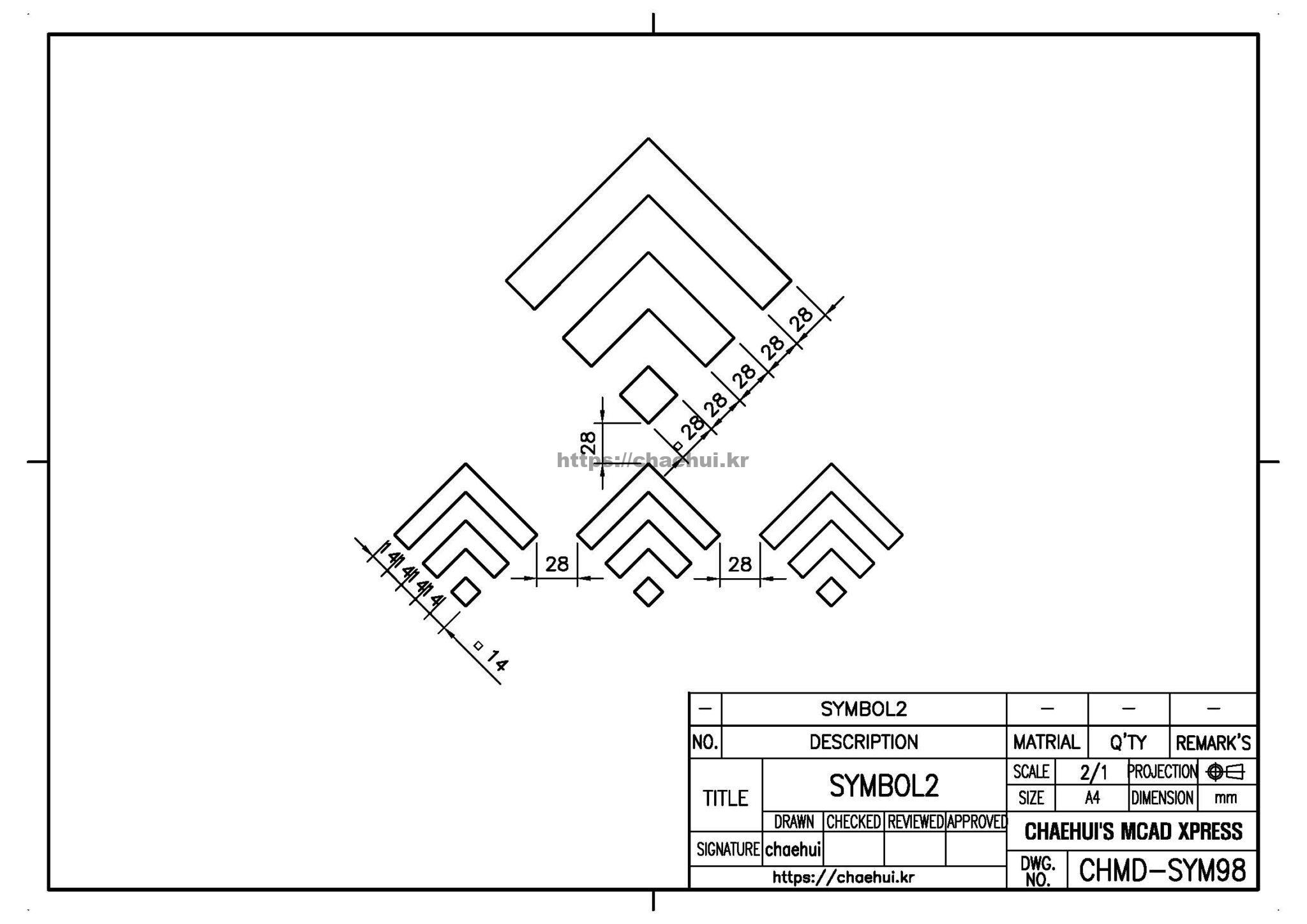 도면작도 실습도면 - 앵글밸브(ANGLE VALVE) - ChaeHui - 채희
