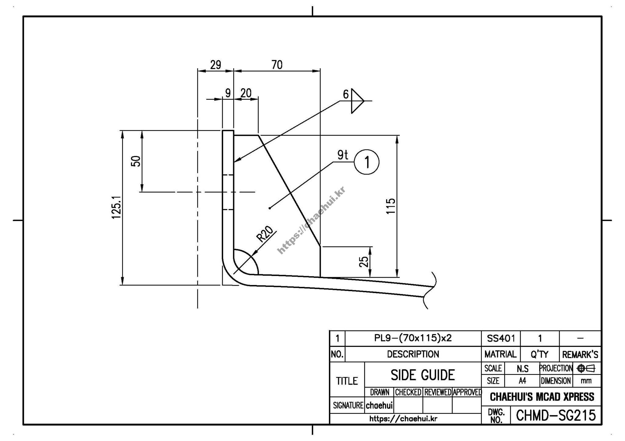 도면작도 실습도면 - SHAFT - ChaeHui - 채희