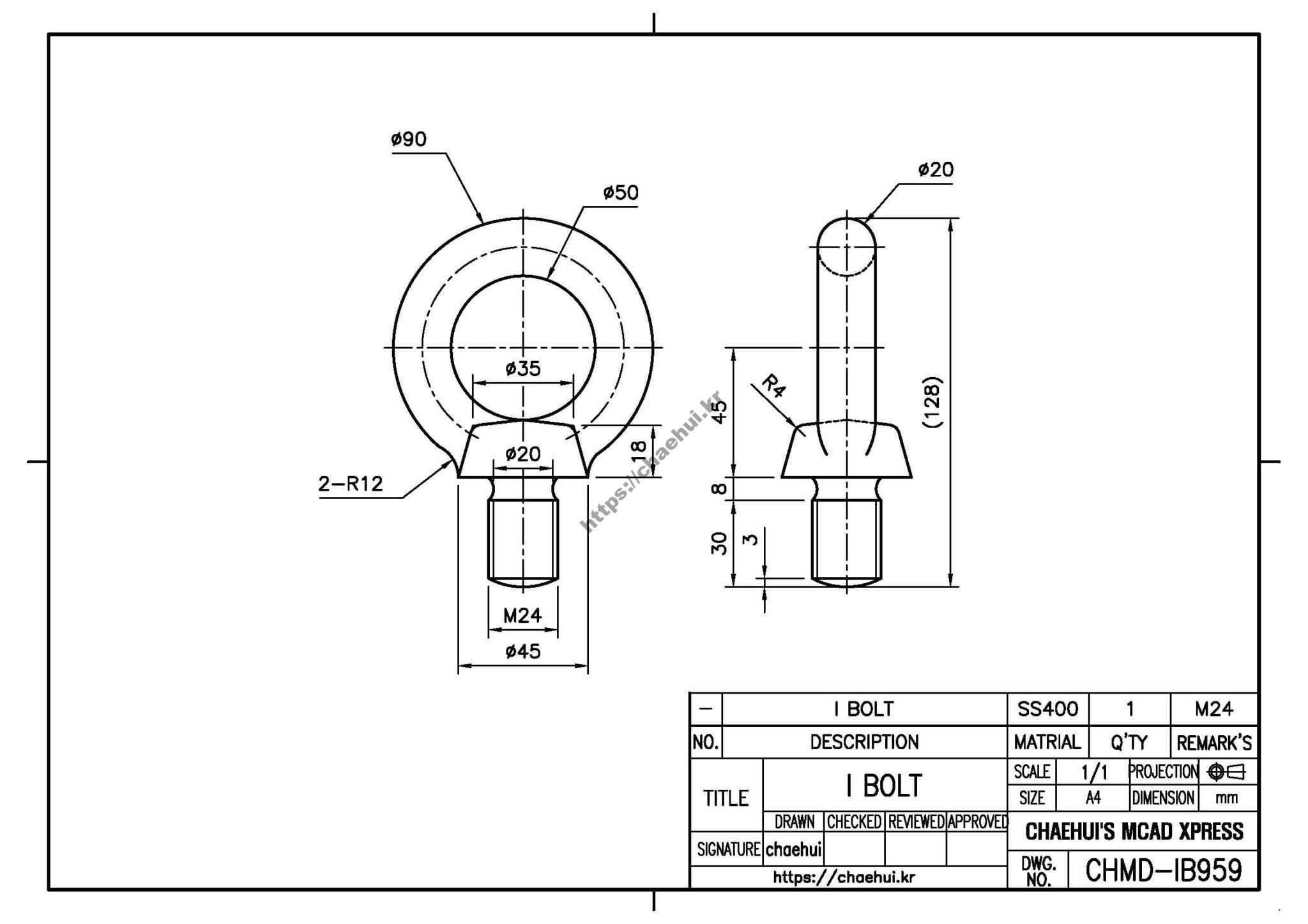 도면작도 실습도면 - FLANGE(플랜지) - ChaeHui - 채희