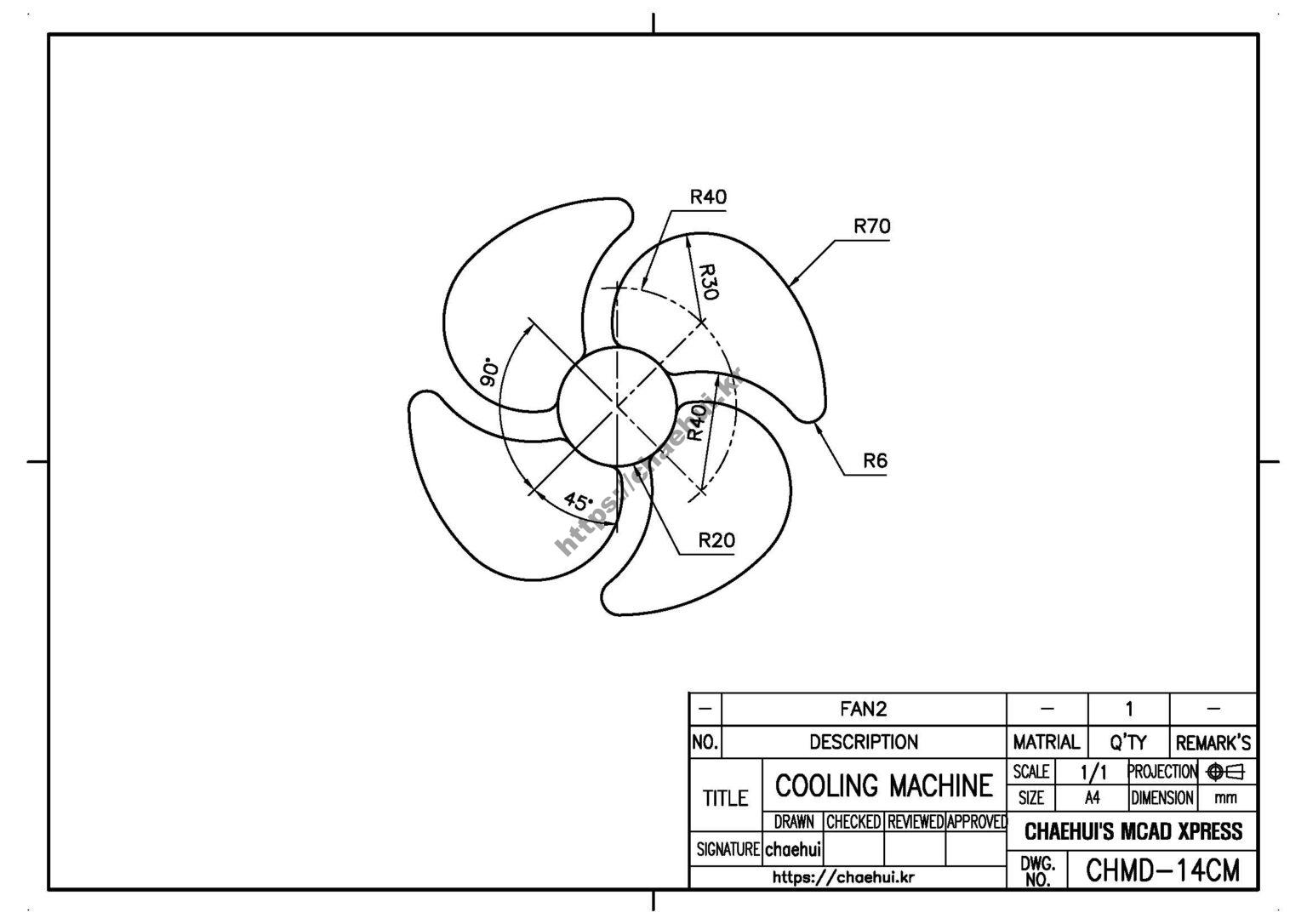도면작도 실습도면 - FAN2(팬) - ChaeHui - 채희
